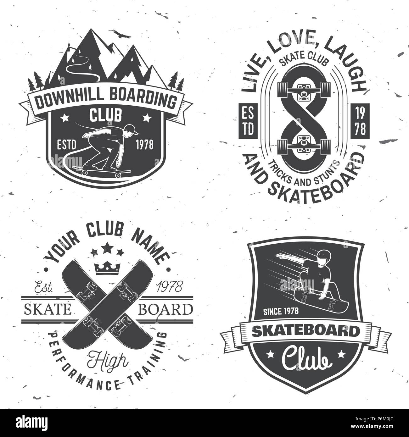 Set of Skateboard and longboard club badges. Vector illustration. For ...