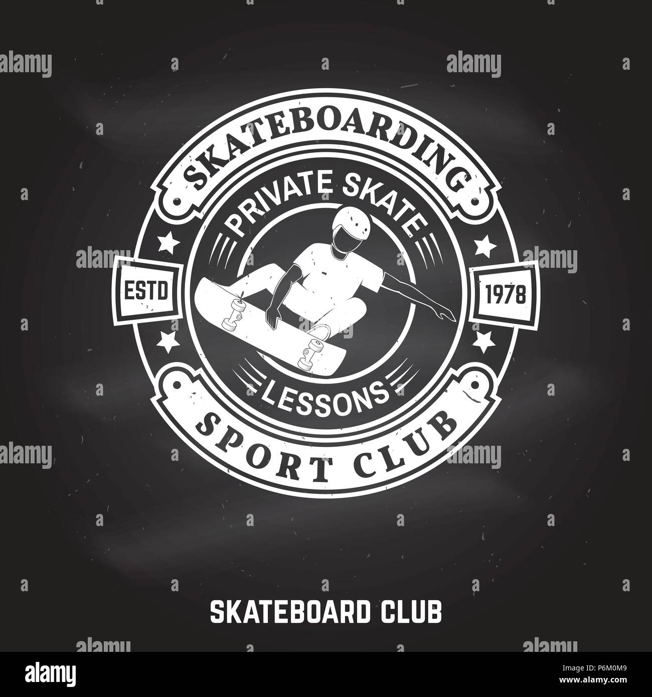 Skateboarding sport club sign on the chalkboard. Vector illustration ...
