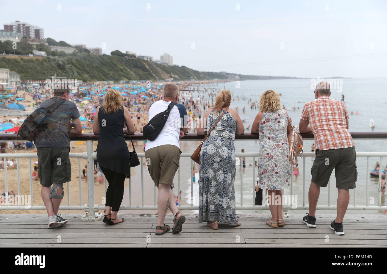 People on Bournemouth beach, Dorset as the hot weather continues across ...