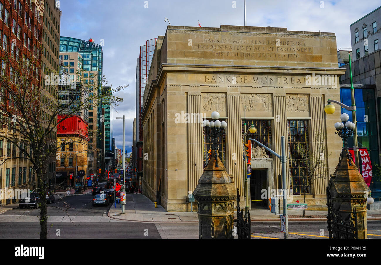 Ottawa, Canada - May 15, 2017. Old finance buildings at downtown in ...