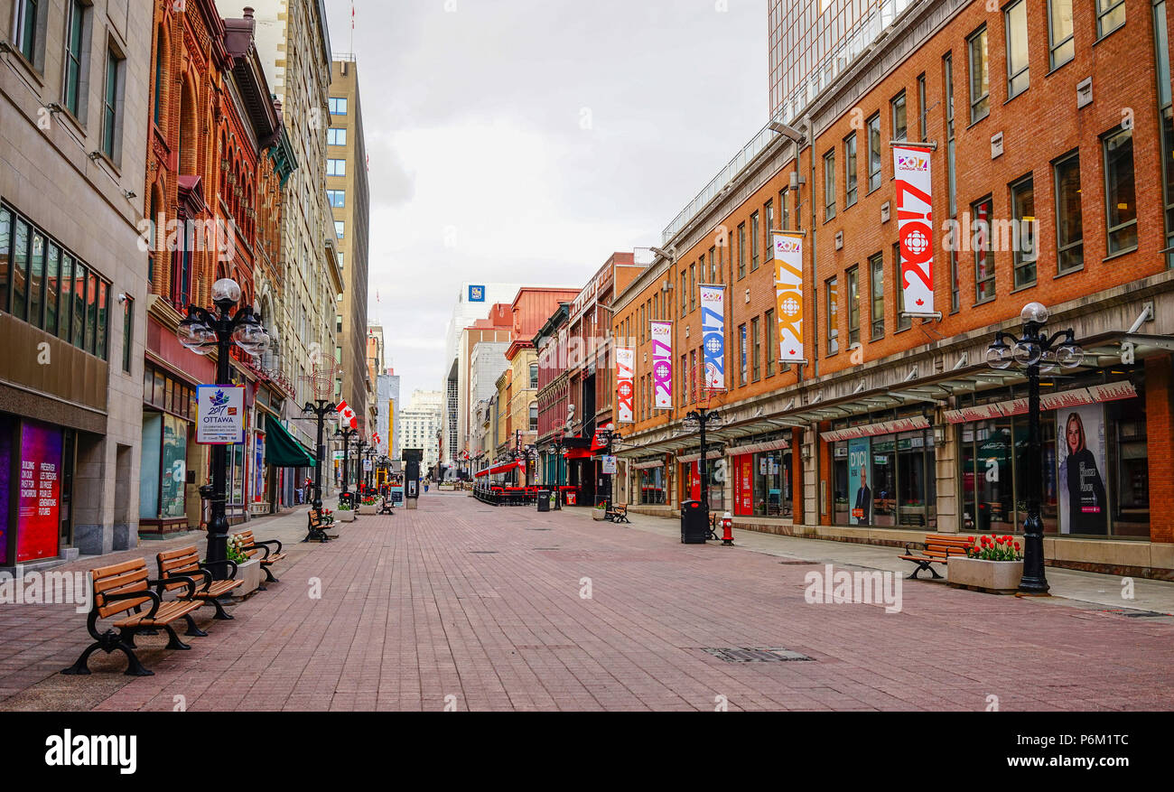 Ottawa, Canada - May 15, 2017. Old buildings at downtown in Ottawa ...