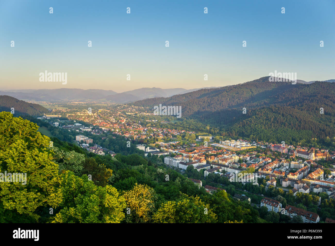 Germany, Freiburg im Breisgau valley between black forest mountains ...