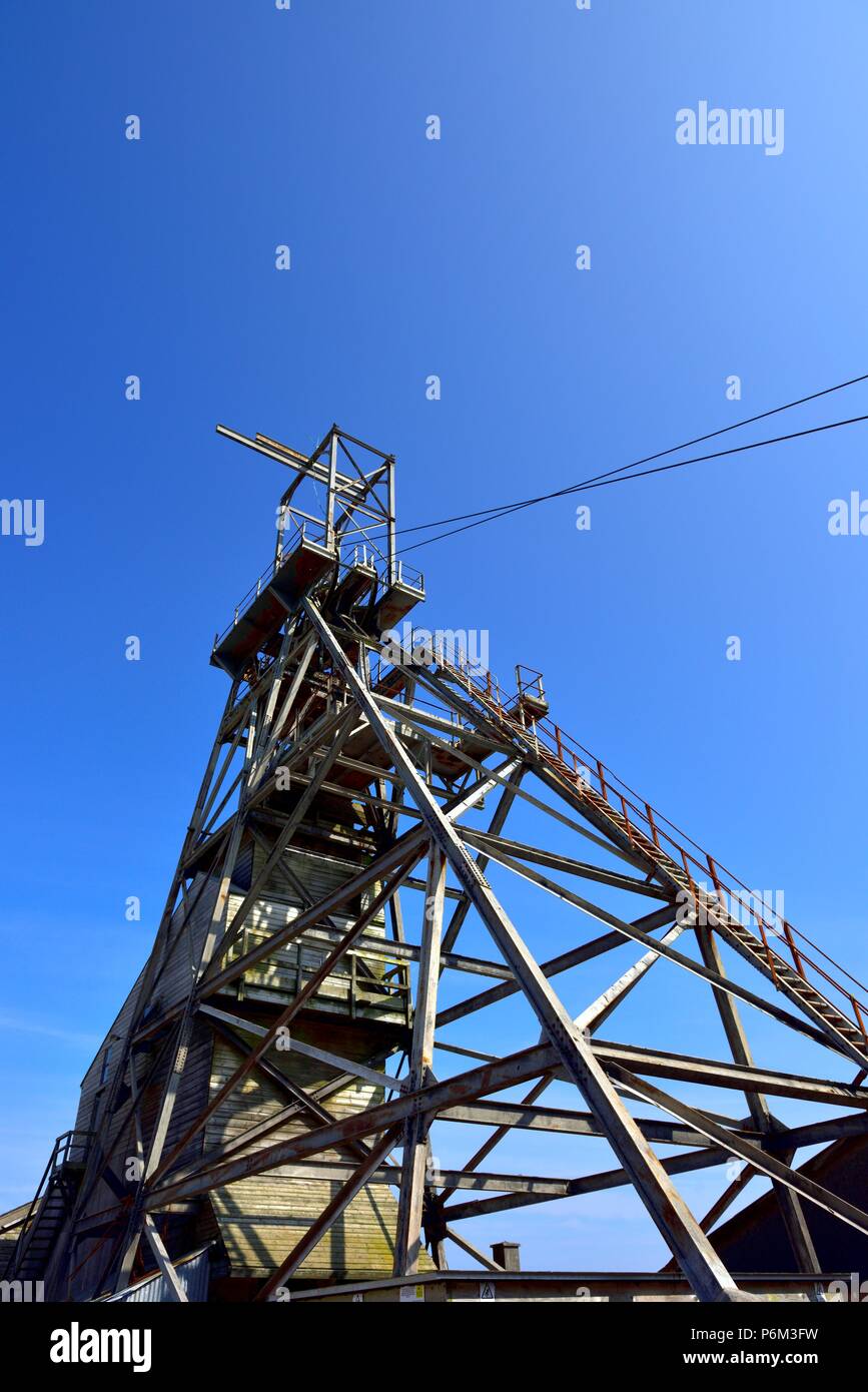 Victory shaft,The old pit head winding gear,Geevor tin mine museum ...