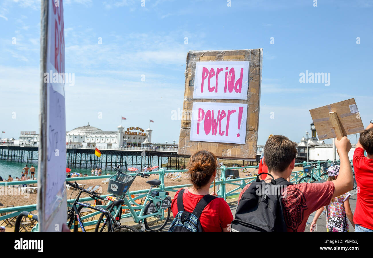 Brighton UK 1st July 2018 - People take part in the Plastic Free Period ...