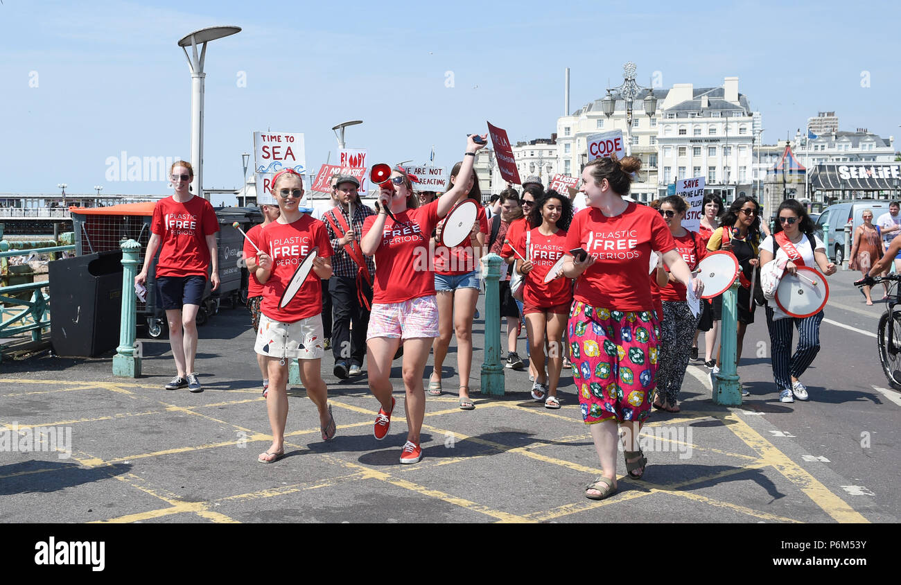 Brighton UK 1st July 2018 - People take part in the Plastic Free Period ...