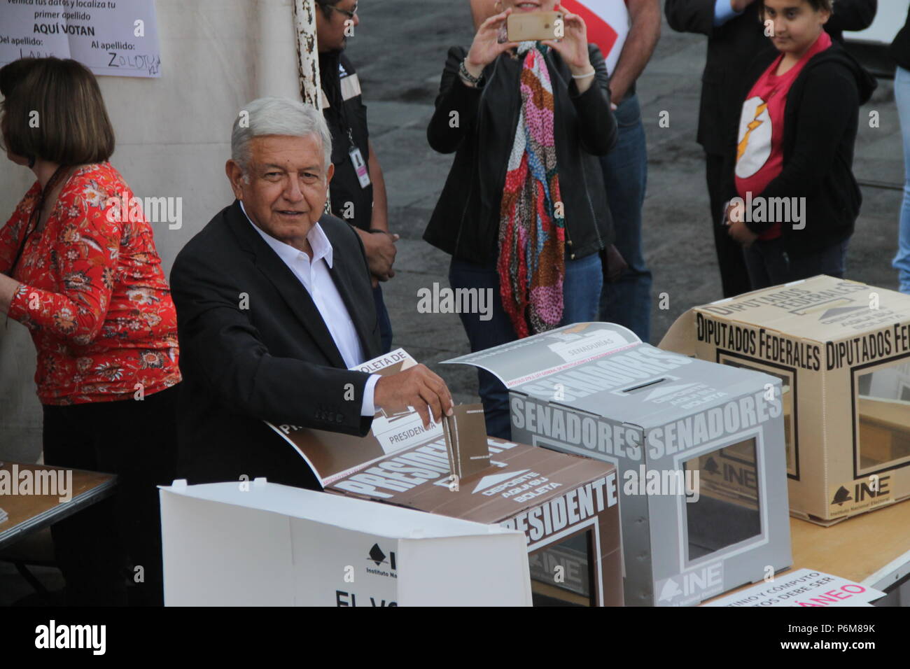 01 July 2018, Mexico, Mexiko City: Politician Andres Manuel Lopez ...