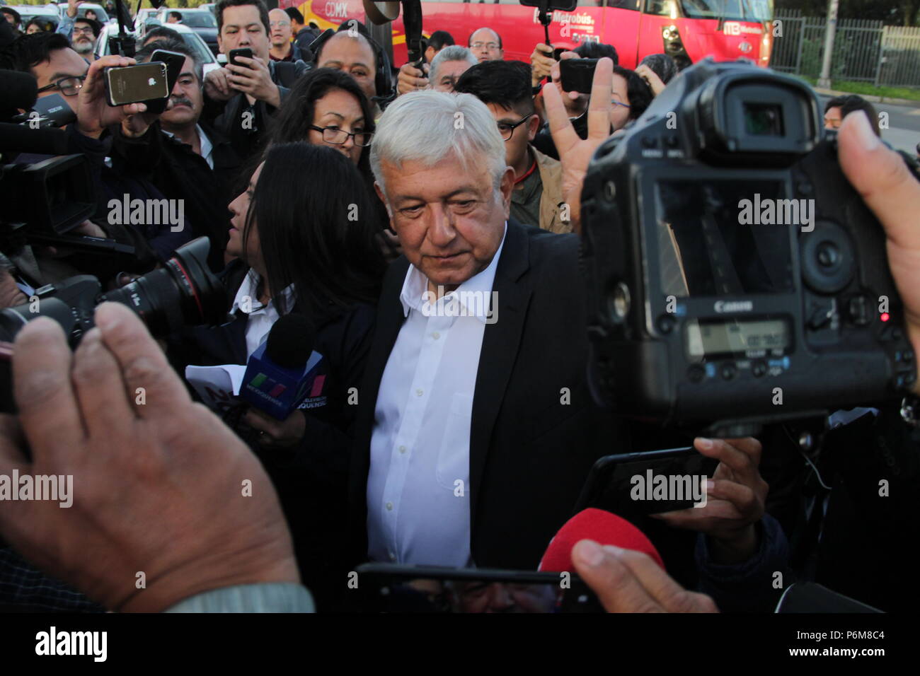 01 July 2018, Mexico, Mexiko City: Politician Andres Manuel Lopez ...