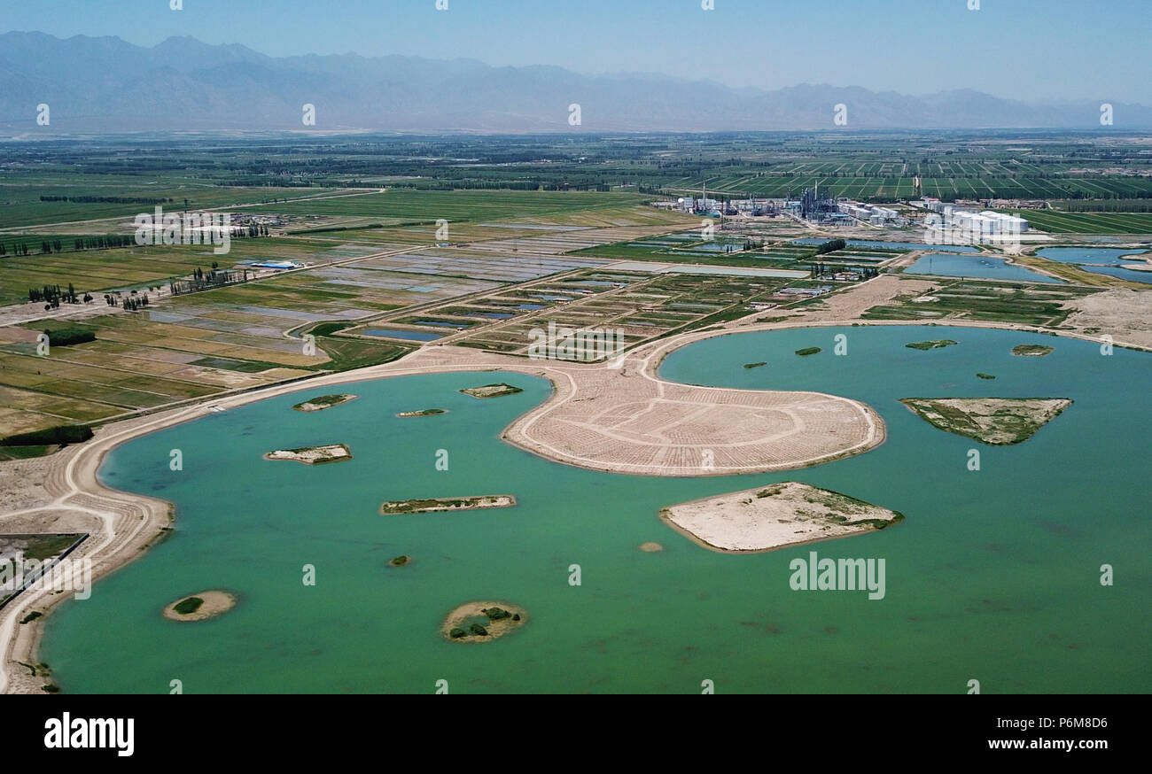 Yinchuan. 13th June, 2018. Aerial photo taken on June 13, 2018 shows ...