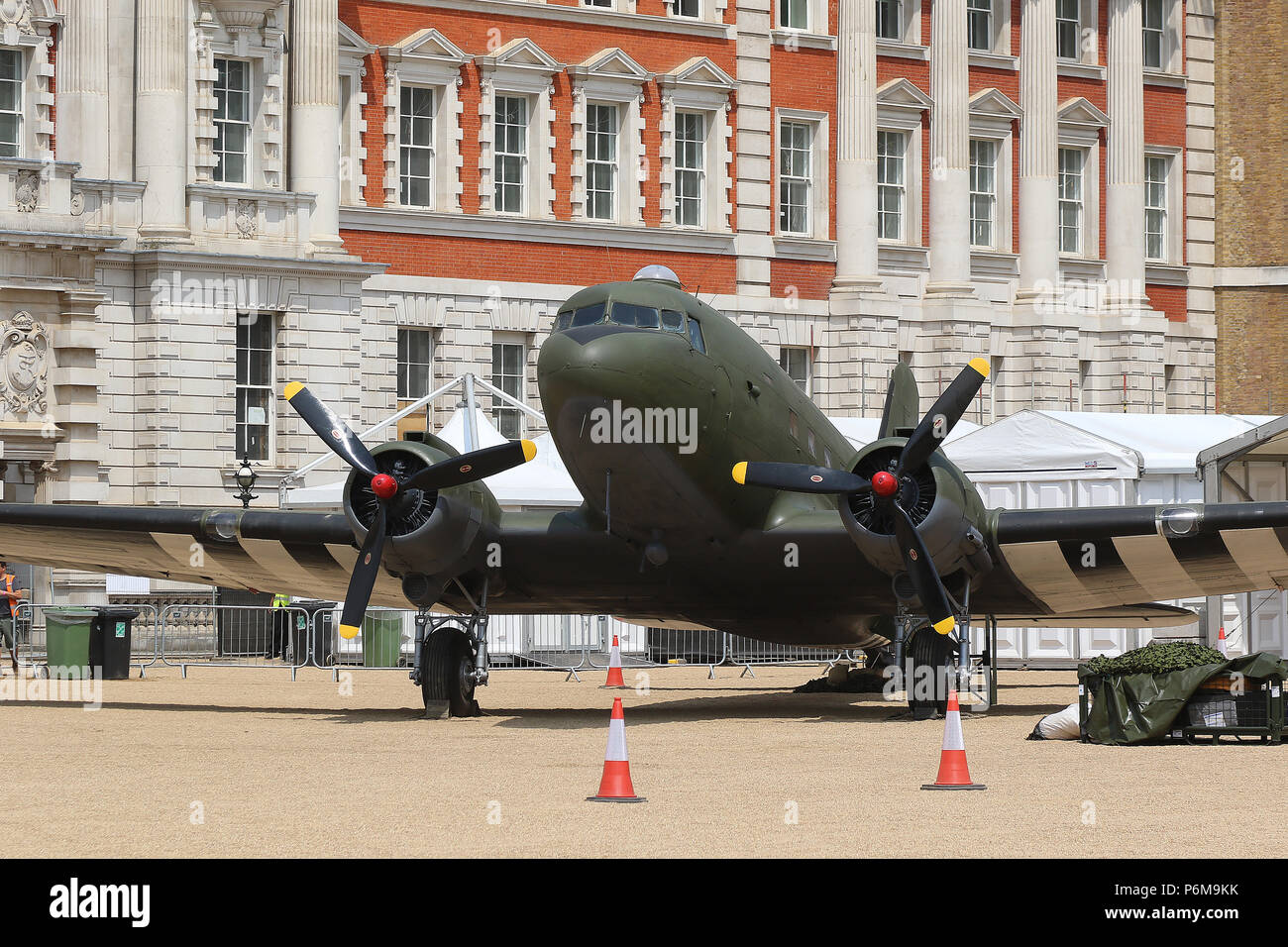 London, UK. 1st Jul, 2018. Douglas DC3 Dakota, RAF100 Aircraft Tour London, Horse Guards ...