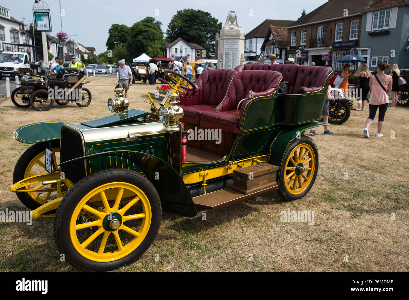 Datchet, UK. 1st July 2018. Pre-1905 vehicles are displayed on Gossip ...