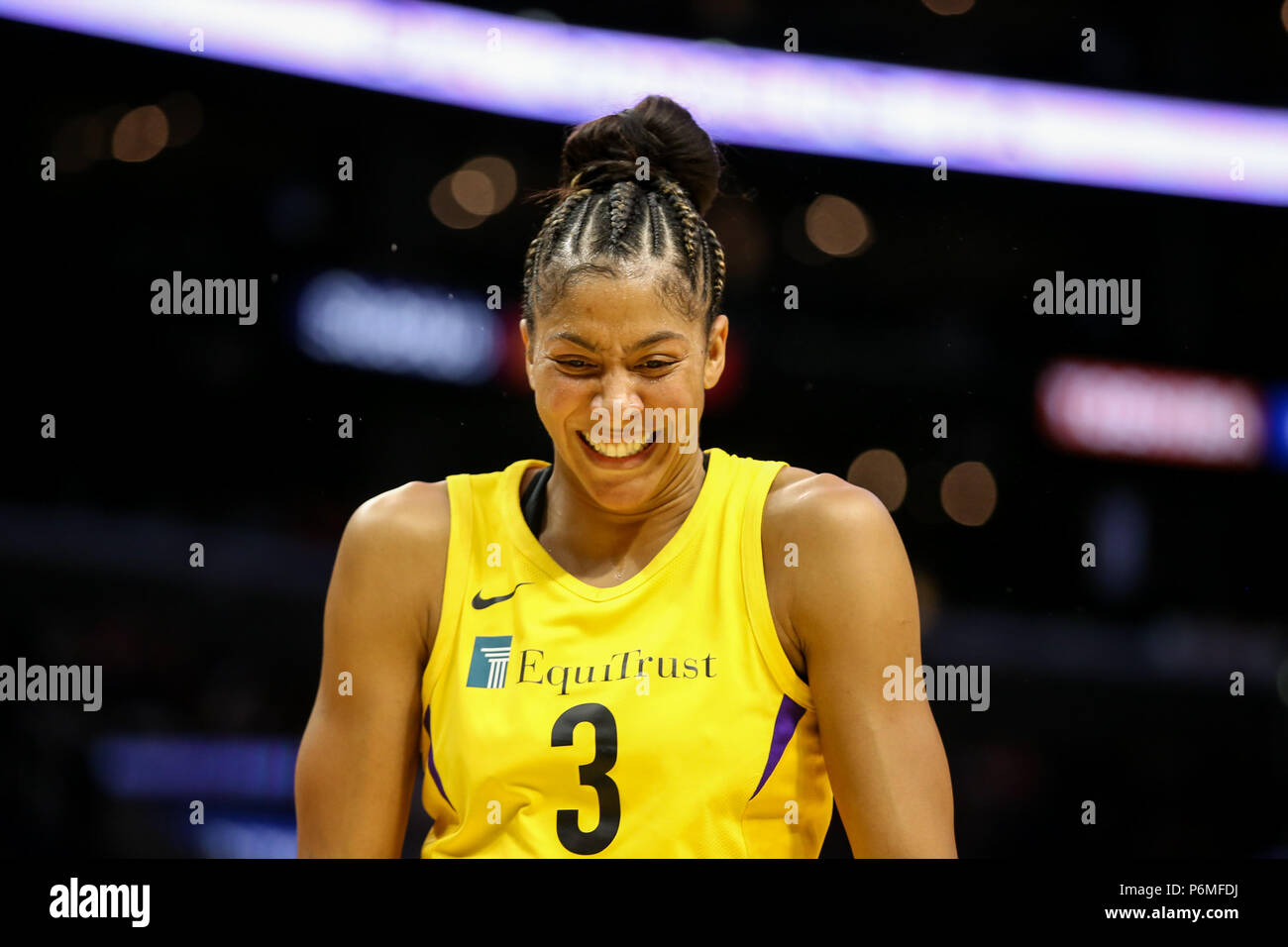 Los Angeles Sparks forward Candace Parker (3) after foul called on her ...
