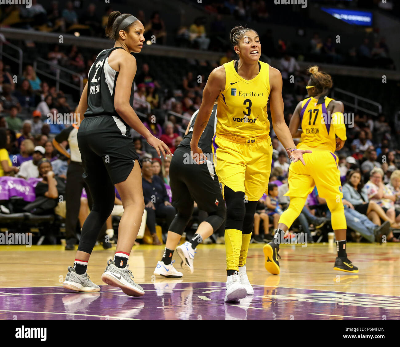 Los Angeles Sparks forward Candace Parker (3) in key with Las Vegas ...