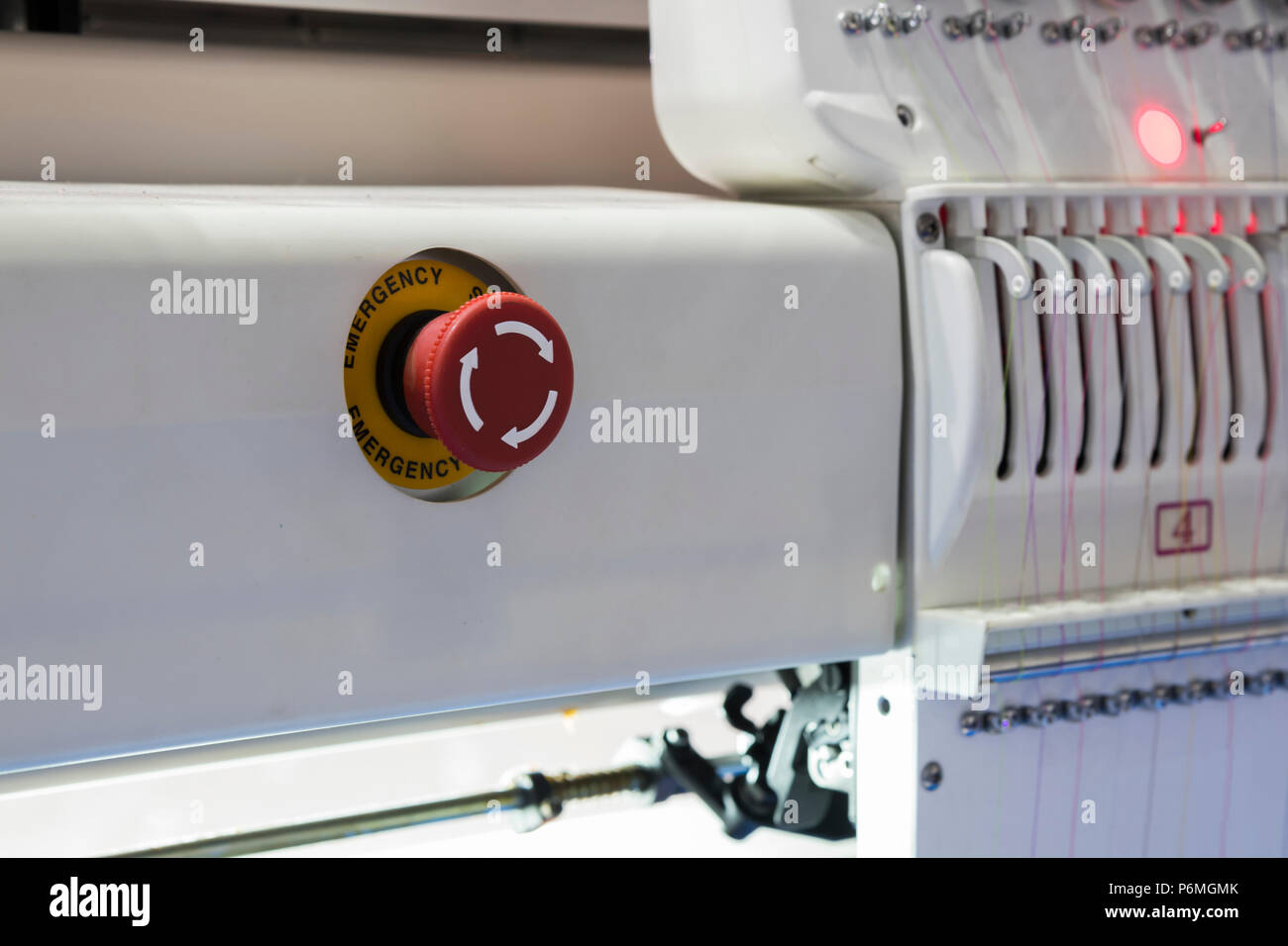 emergency stop button;Security push switch;selective focus Stock Photo ...