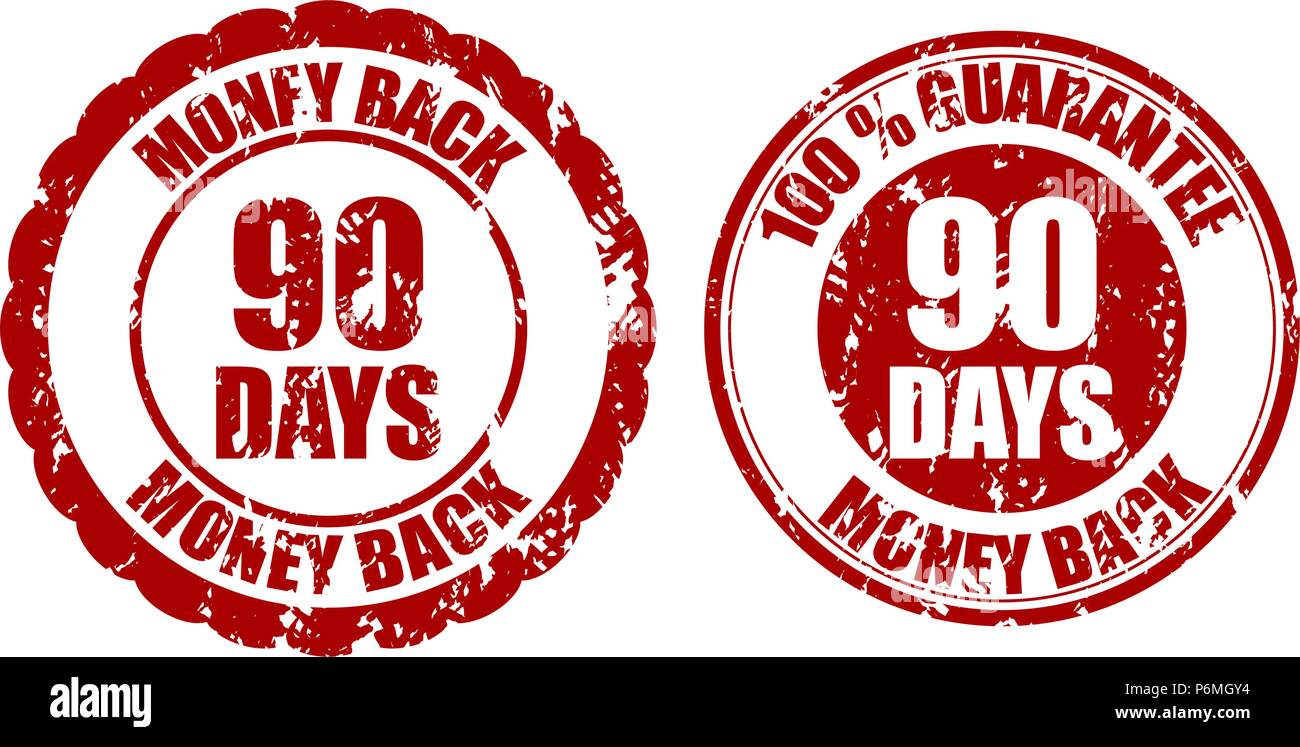 Money back guarantee 90 days rubber stamp inprint. Vector ninety stamp ...