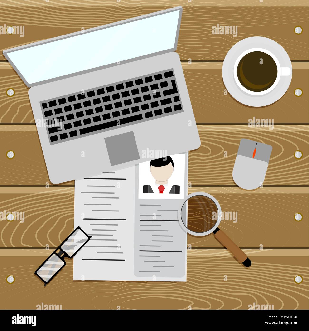 Overhead laptop on table Stock Vector Images - Alamy