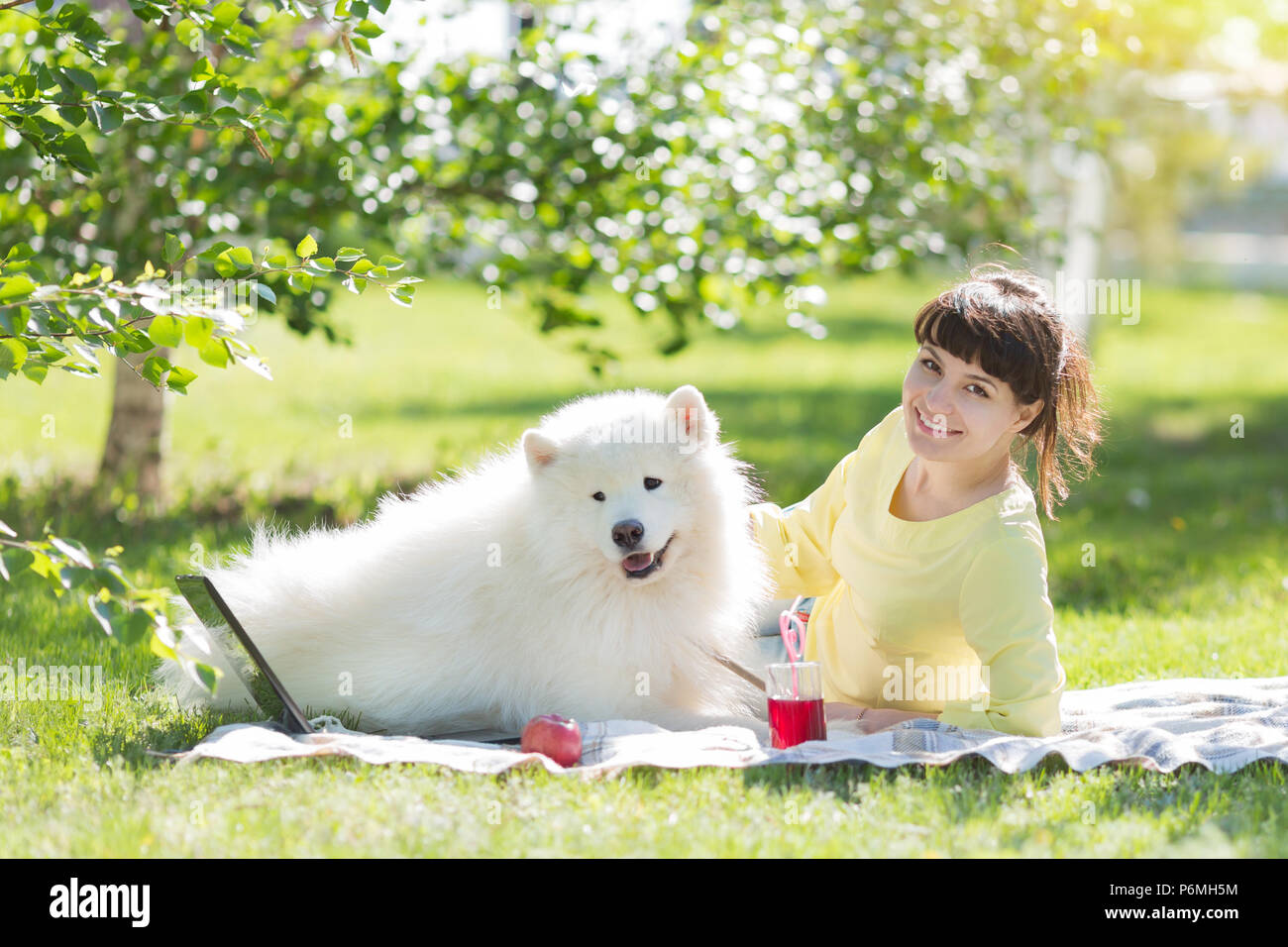 Beautiful Young Woman Big Dog High Resolution Stock Photography and ...