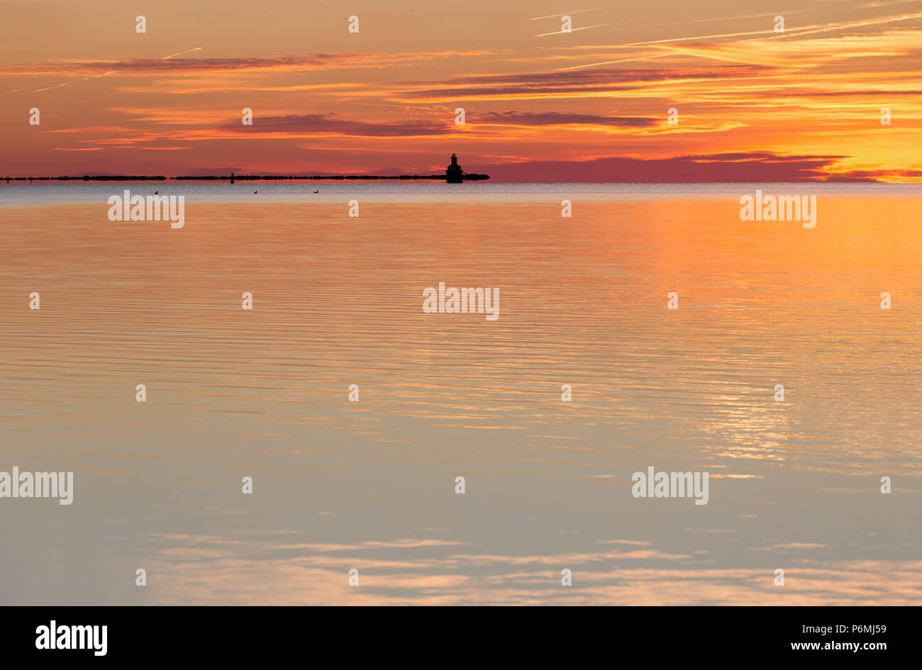 Lighthouse at the breakwater in Summerside Harbour, Prince Edward ...