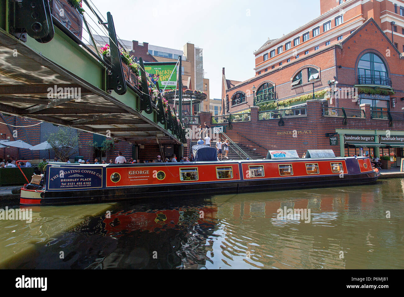 Birmingham, UK: June 29, 2018: The restored canal system in Birmingham ...