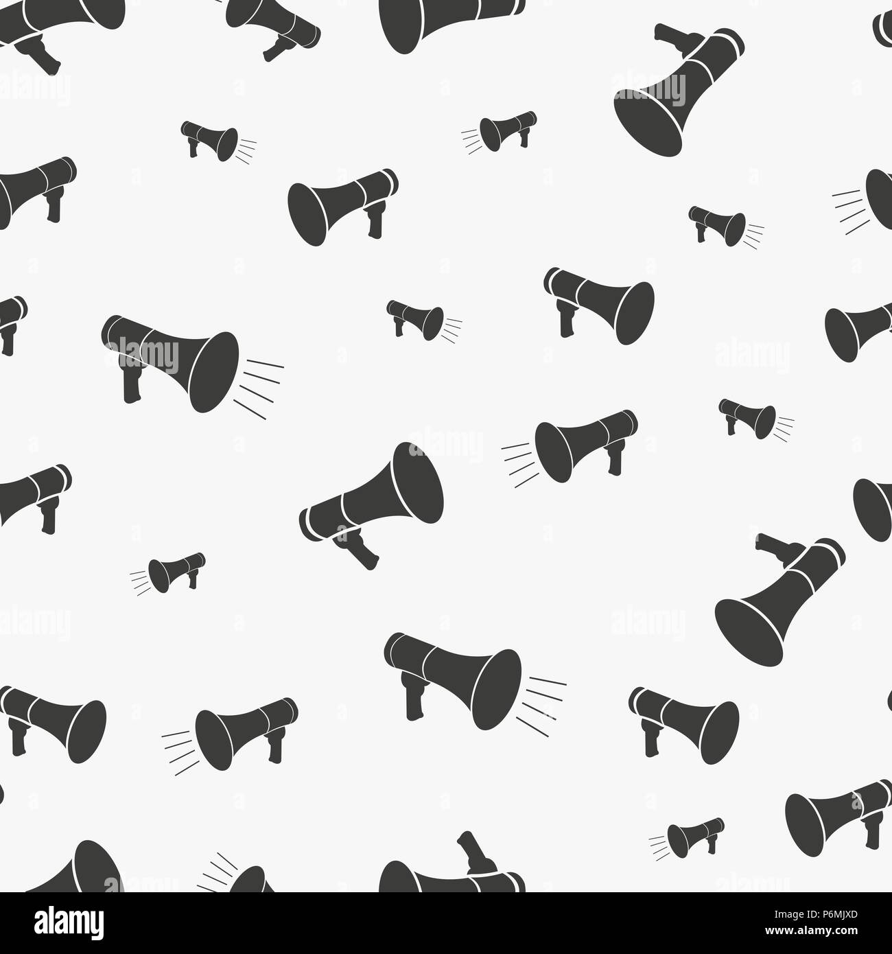 Megaphone pattern repeat seamless in black color for any design. Vector geometric illustration ...
