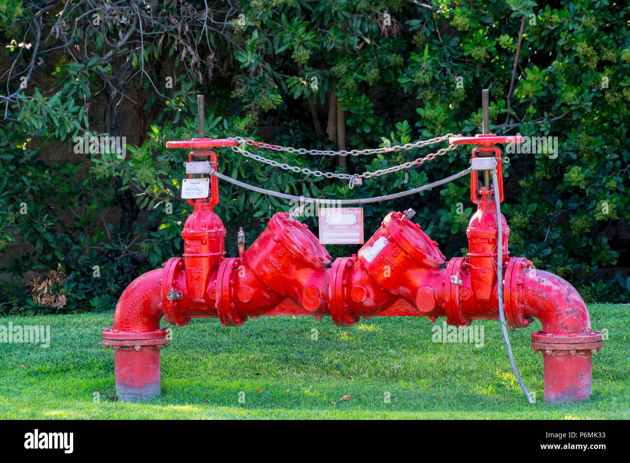 A water main cross connection with anti-backflow preventers Stock Photo ...