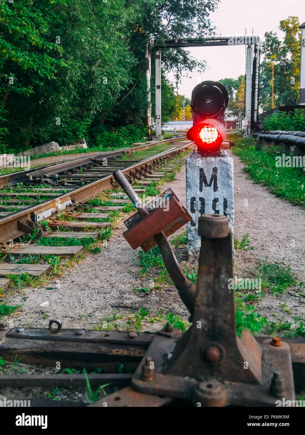 The semaphore number is on the railroad. Nearby is a switch of ways ...