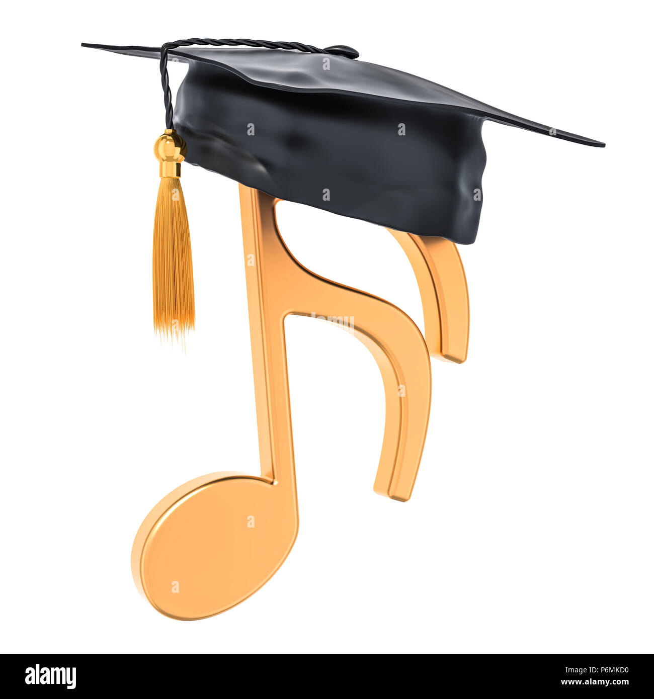 Musical education concept. Music note with graduation cap, 3D rendering ...