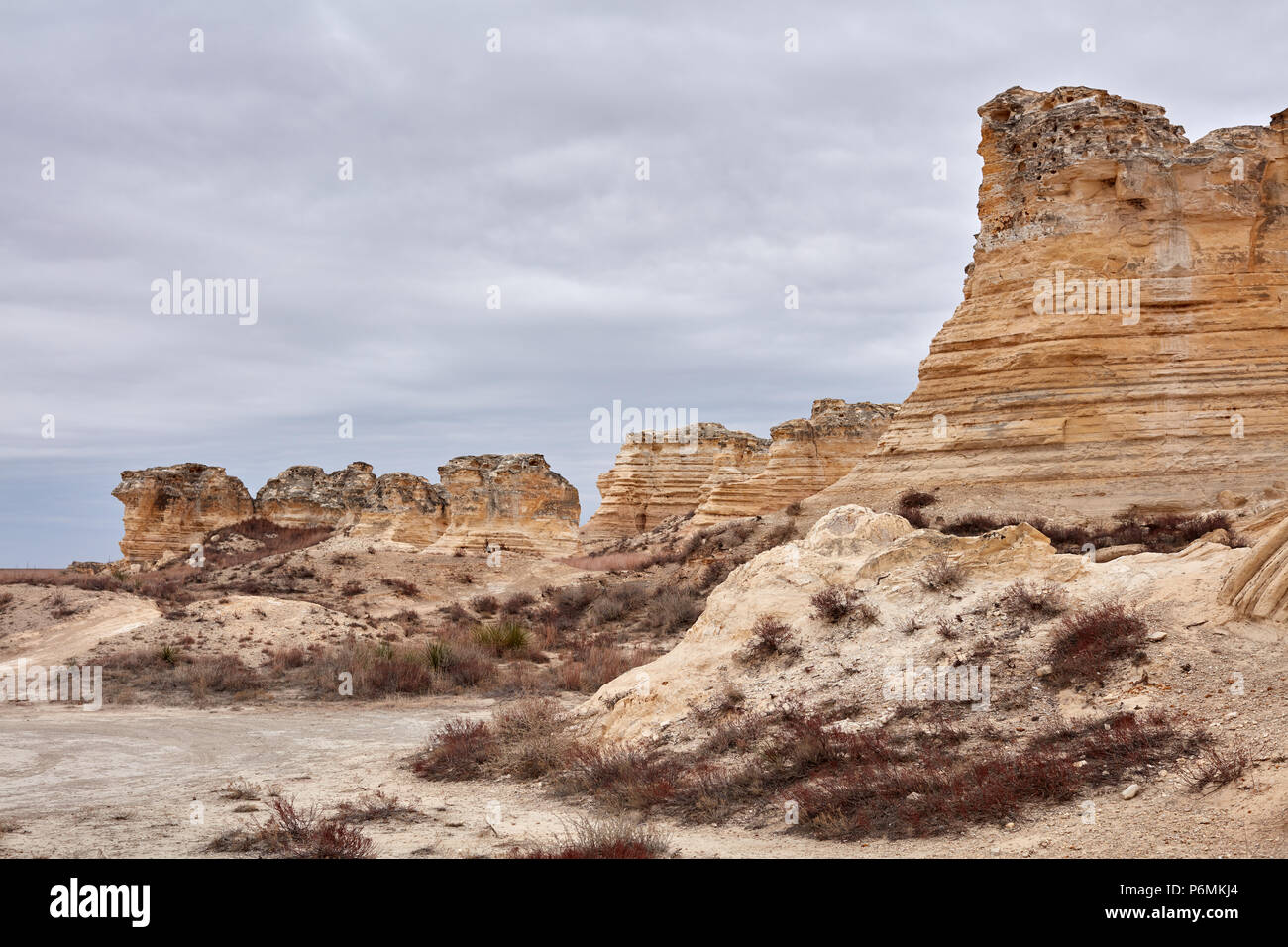 Scenic landscape of Castle Rock Badlands in Kansas, USA Stock Photo - Alamy