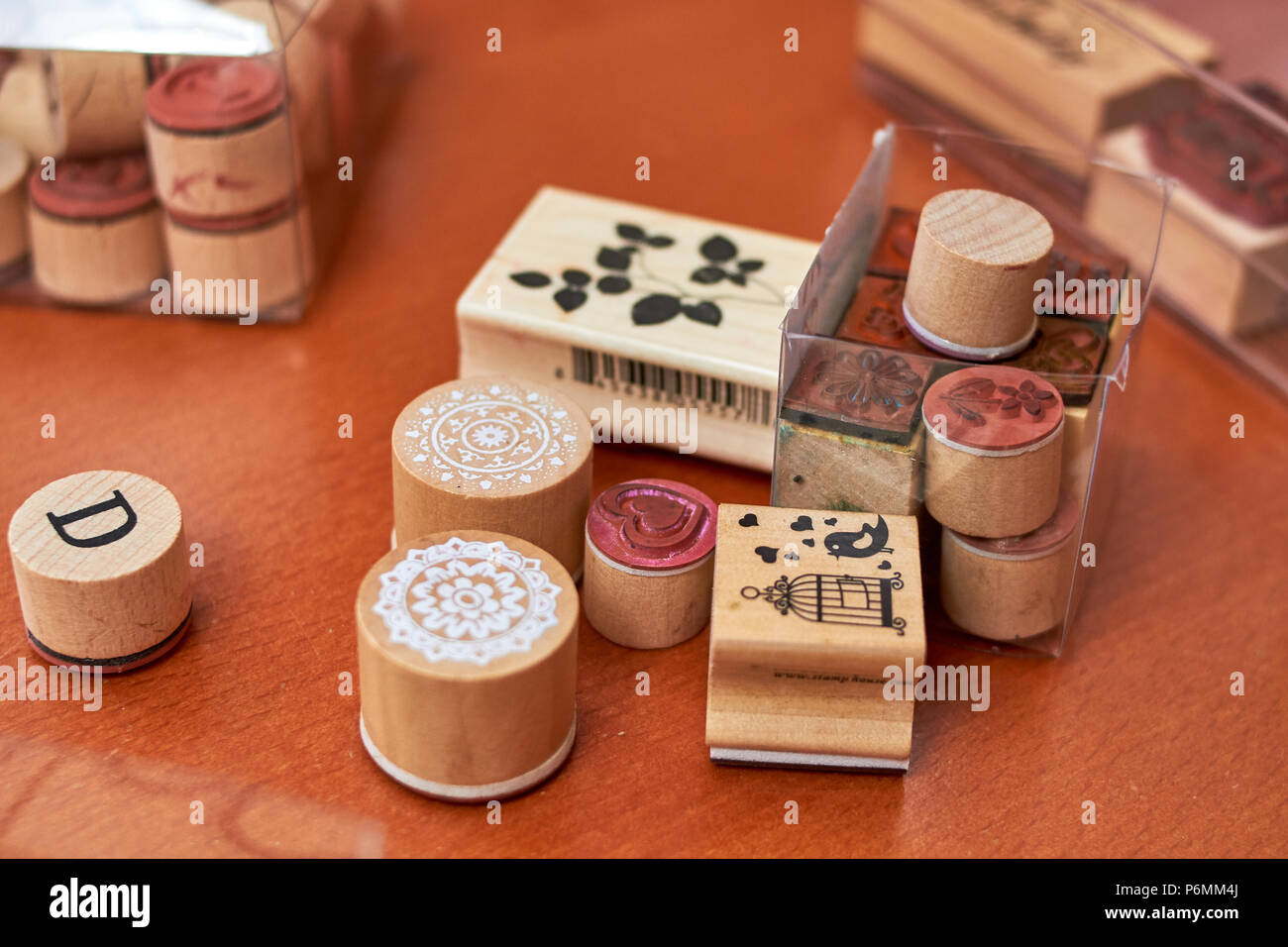 Scrapbooking wooden stamp set Stock Photo - Alamy
