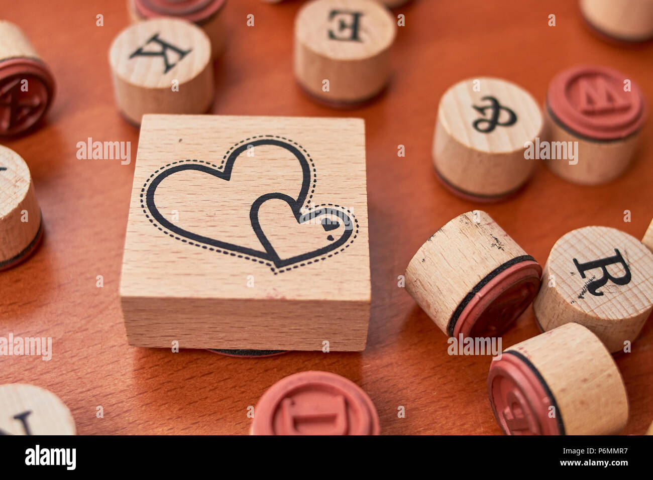 Scrapbooking wooden stamp set Stock Photo - Alamy
