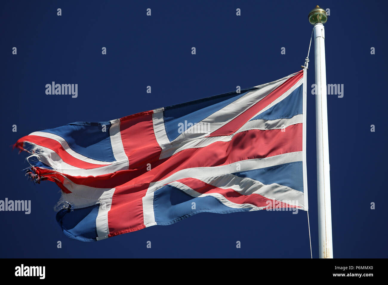 Union jack flag flapping in the wind hi-res stock photography and ...