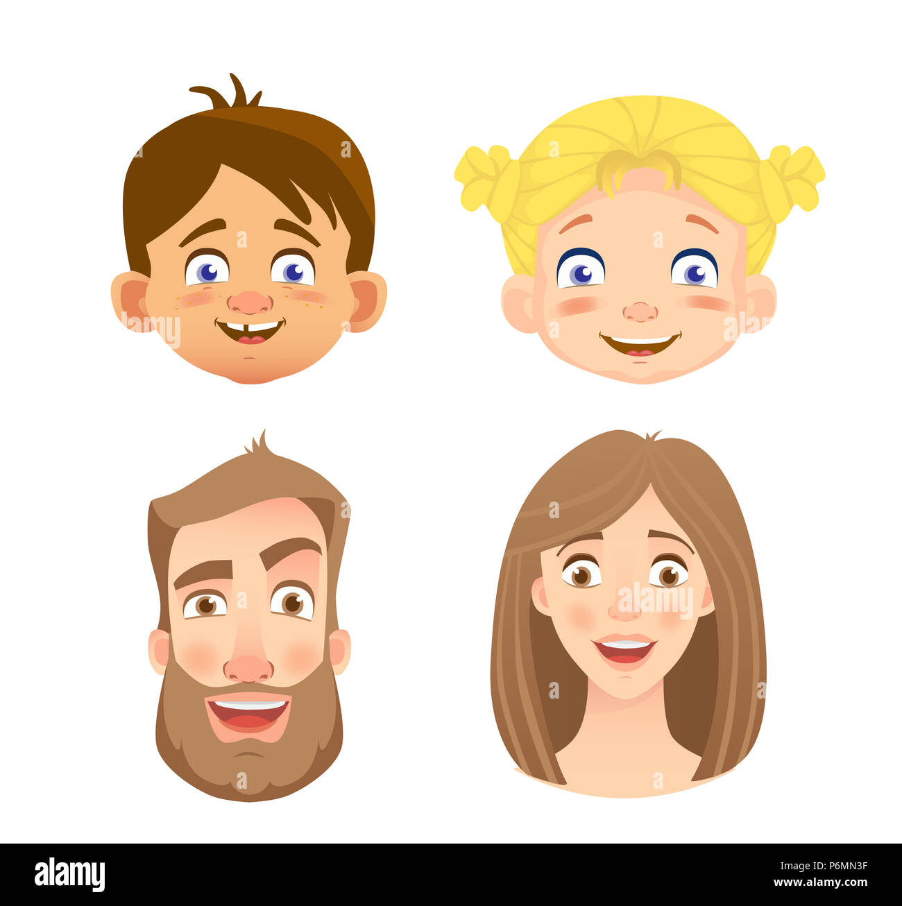 Emotions of human face. Set of human faces expressing emotions ...