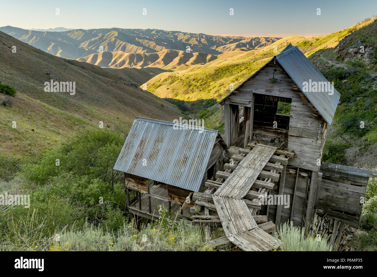 Rustic abandoned mining shack in the remote mountains of Idaho Stock ...
