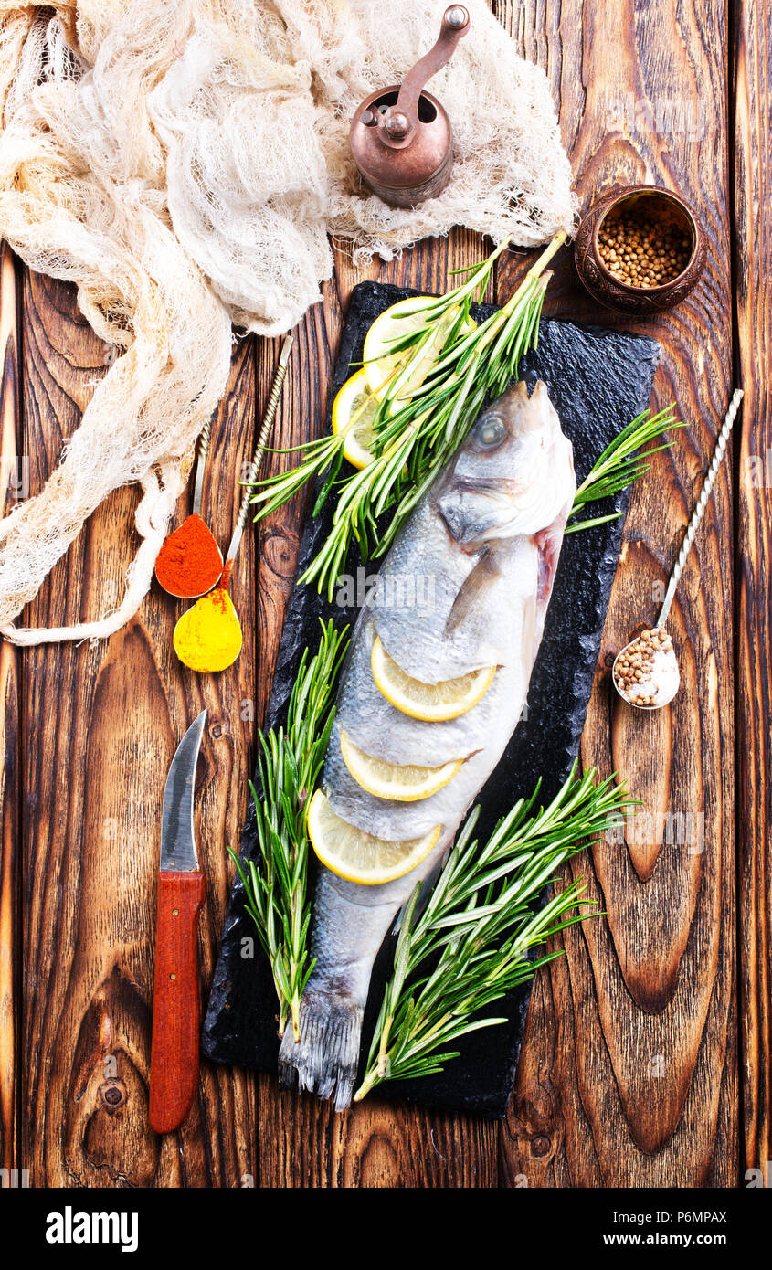Fish,raw fish, fish with salt and spices Stock Photo - Alamy