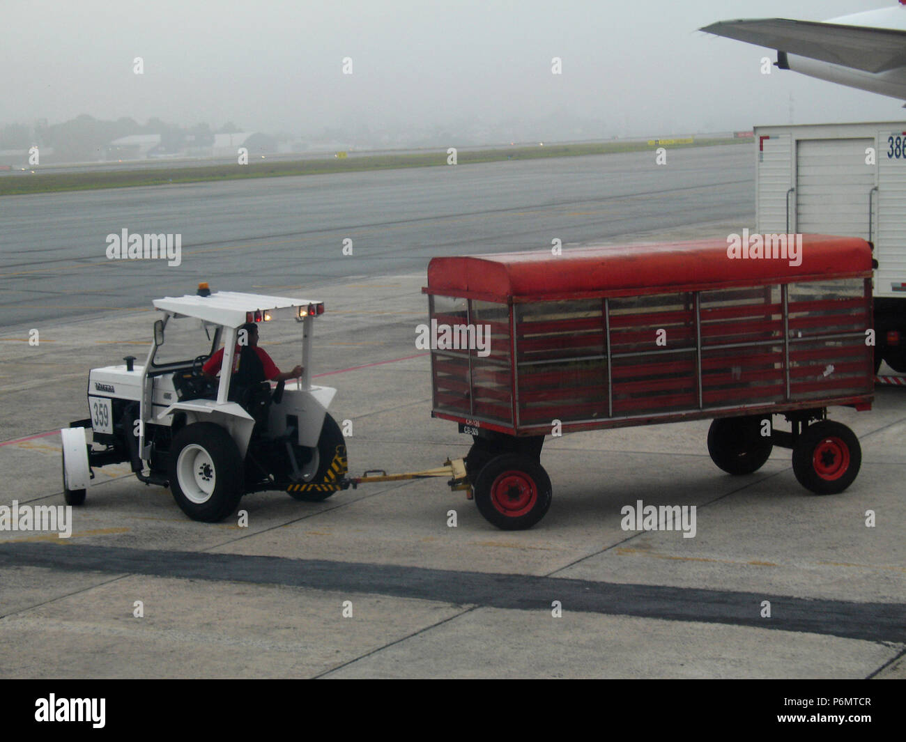 Tractor, trailer, luggage, Santos Dumont Airport, Rio de Janeiro ...