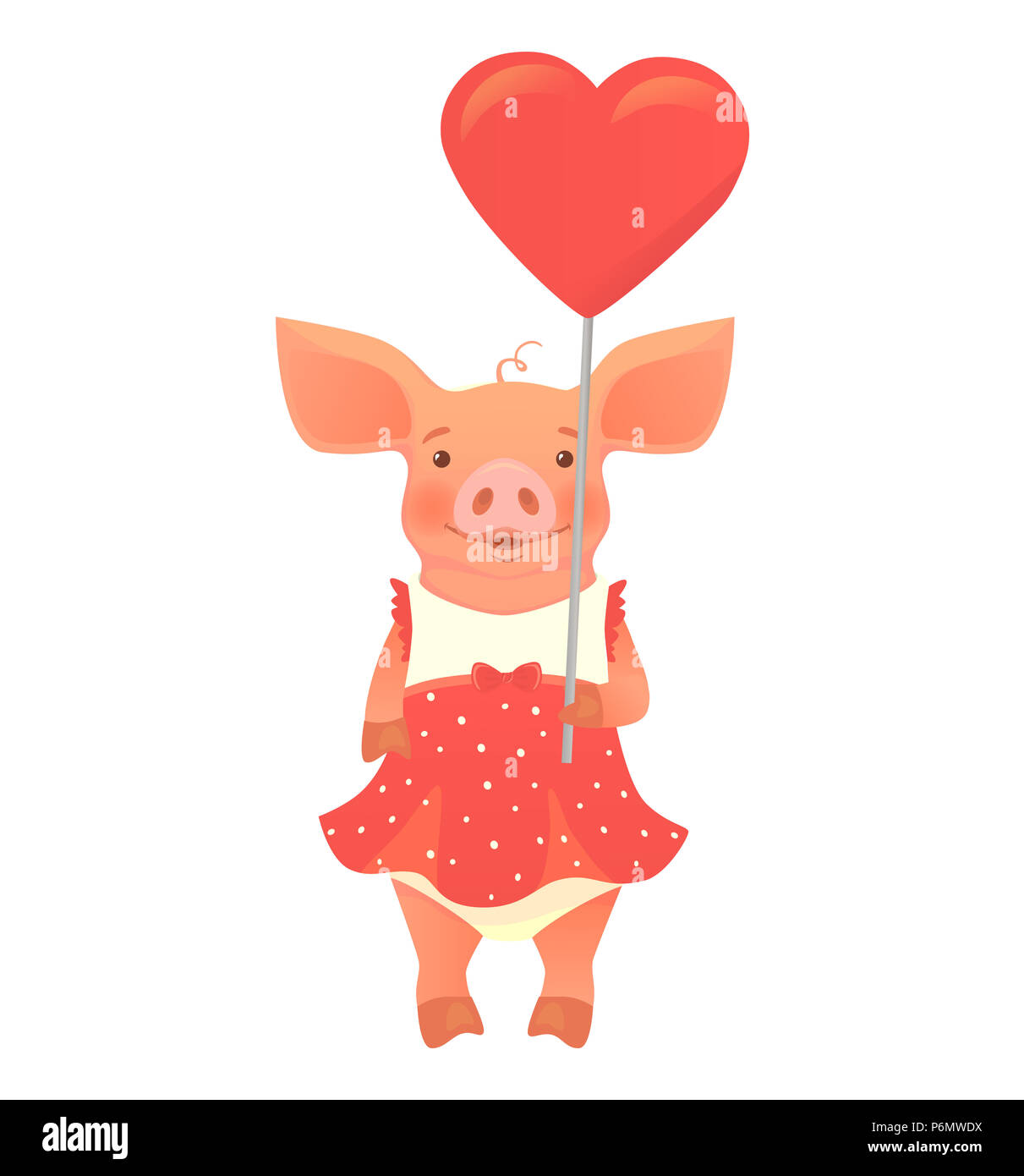 Cute pig holding heart . Cute animal. Heart sign illustration. Pig in ...