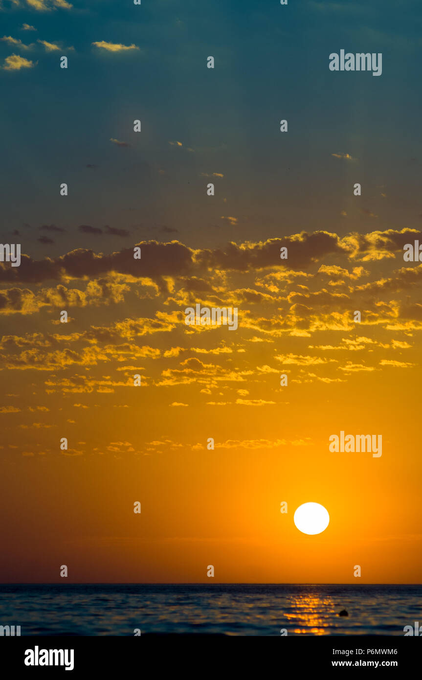 Summer sea sunset, the sun, waves and clouds, beautiful dramatic ...