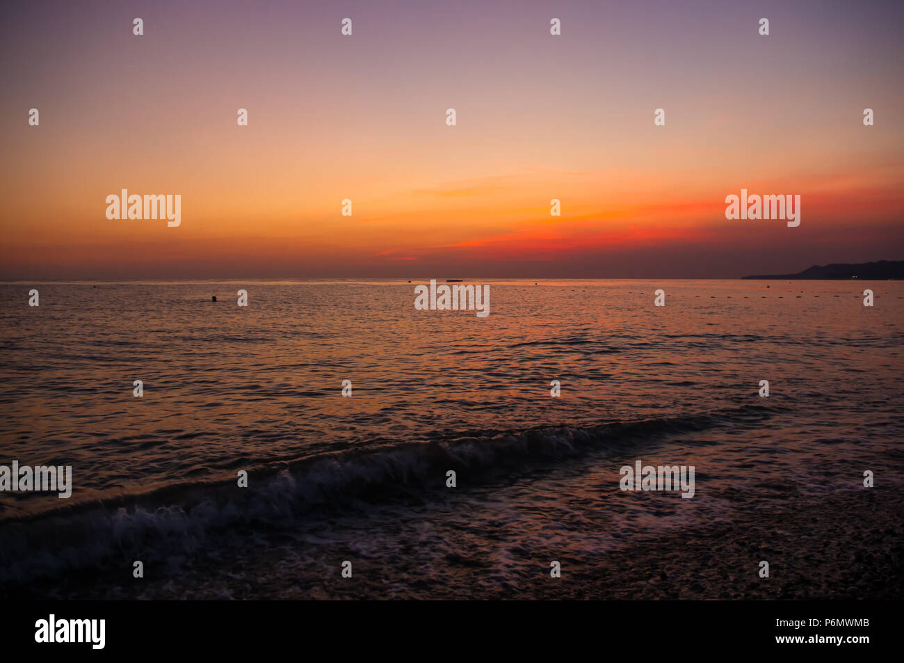 Summer sea sunset, the sun, waves and clouds, beautiful dramatic ...