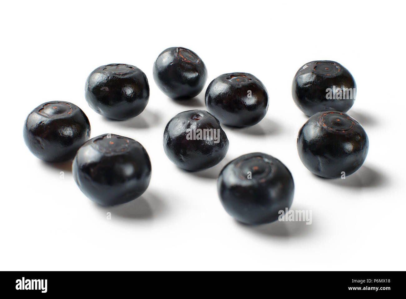 Couple of glossy wet blueberries isolated on white background Stock ...