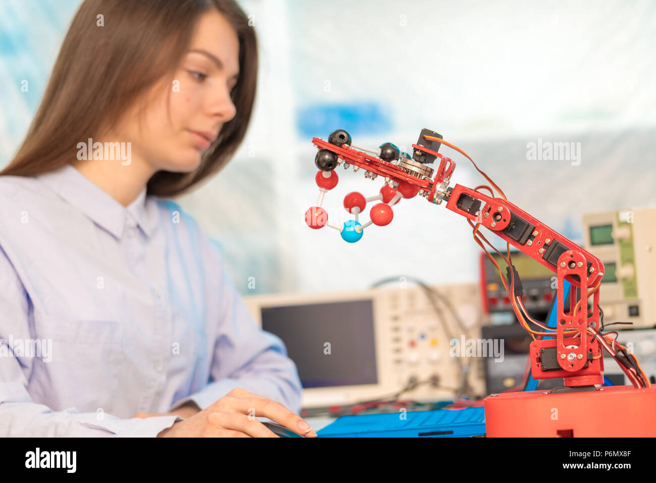 Student girl in robotics class Stock Photo - Alamy