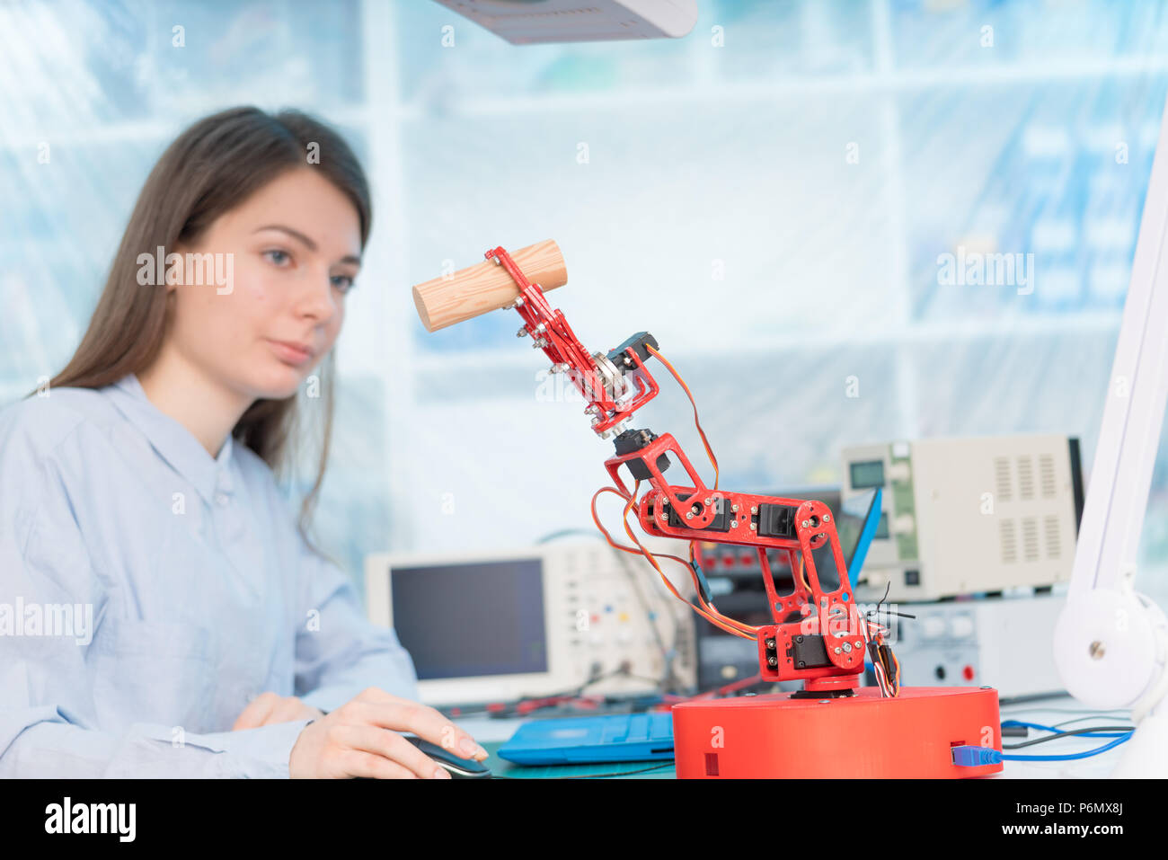 Student girl in robotics class Stock Photo - Alamy