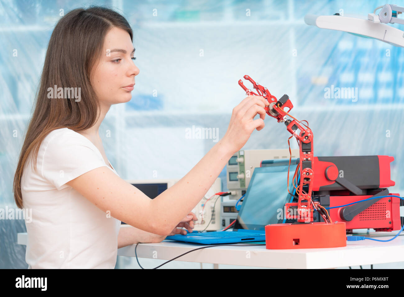 Student girl in robotics class Stock Photo - Alamy