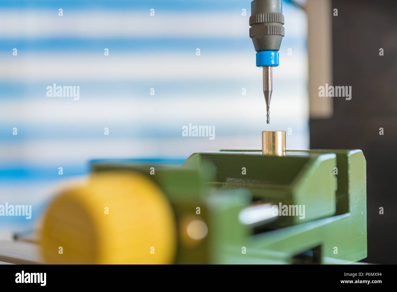 Processing of the plastic workpiece on CNC milling machine Stock Photo ...