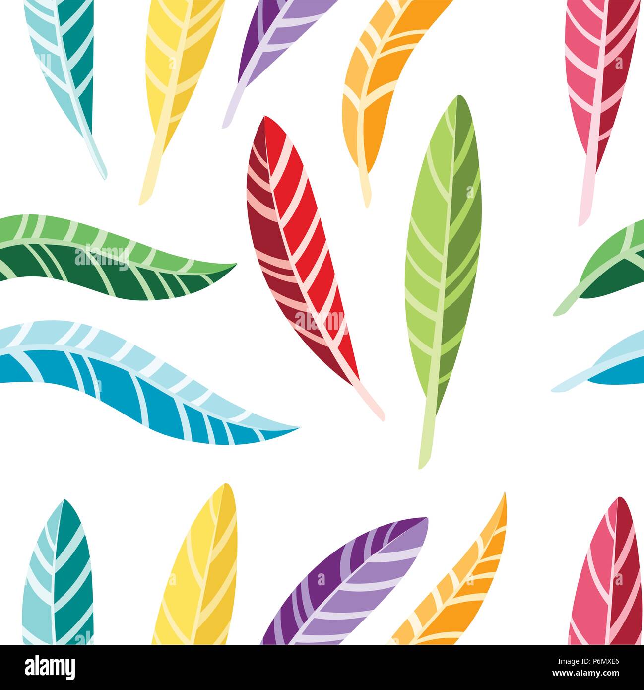 Seamless pattern. Colorful bird feathers. Flat icon collection ...