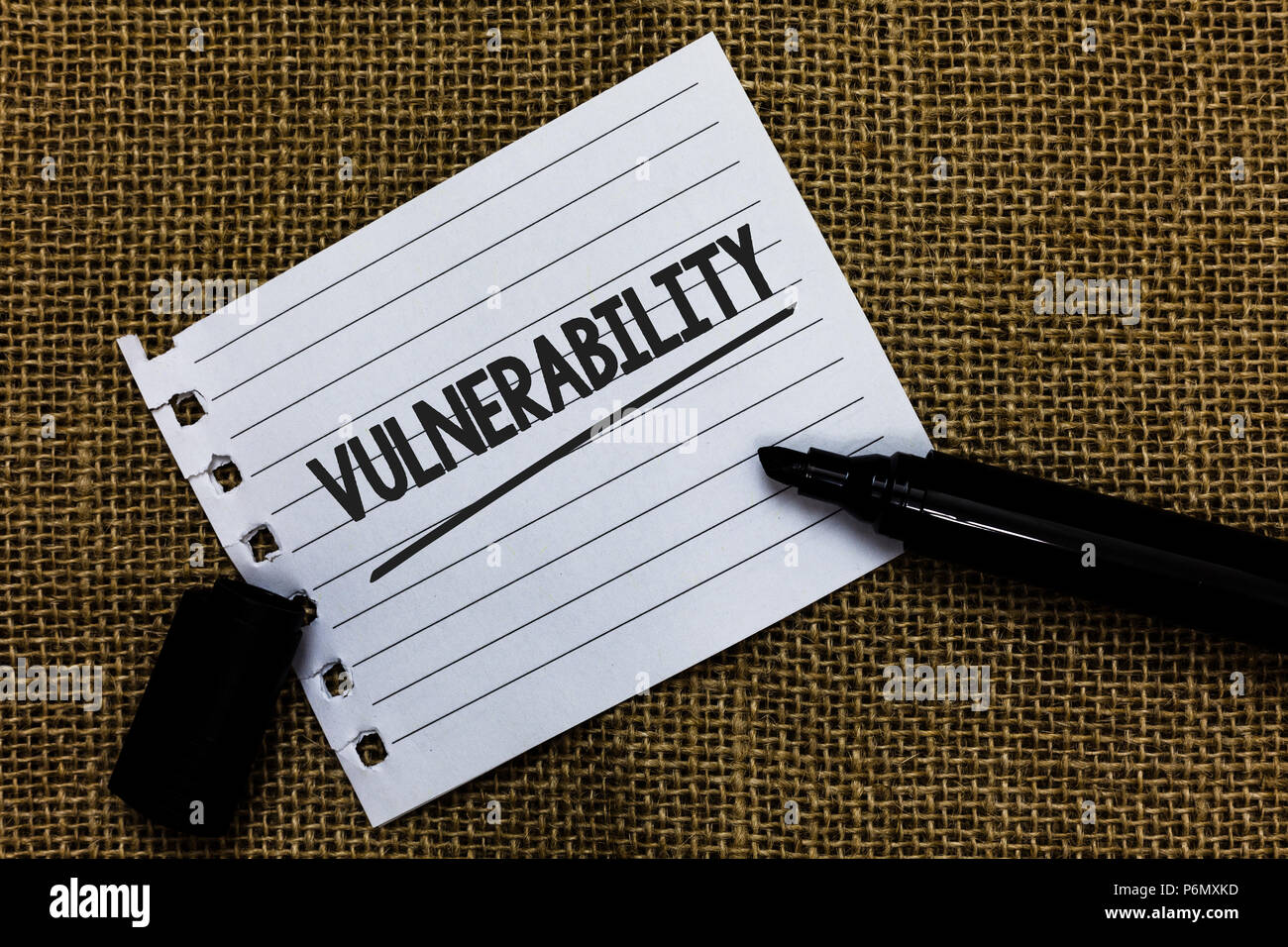 Writing note showing Vulnerability. Business photo showcasing ...