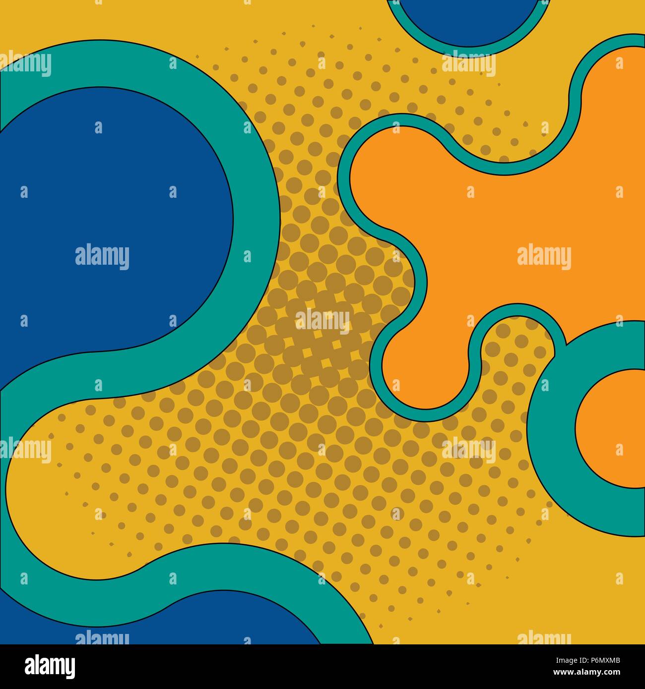 Creative colorful header design in retro style. Vector with halftone ...