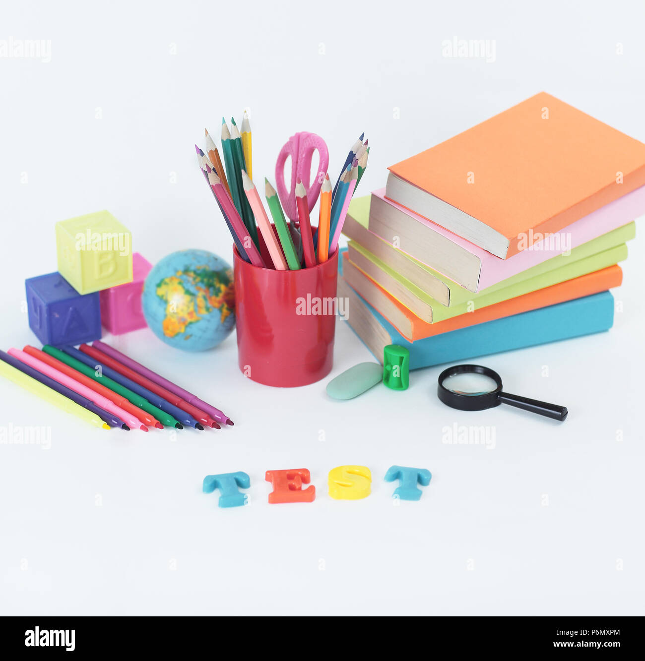 word test on the background of school supplies .photo with copy space ...