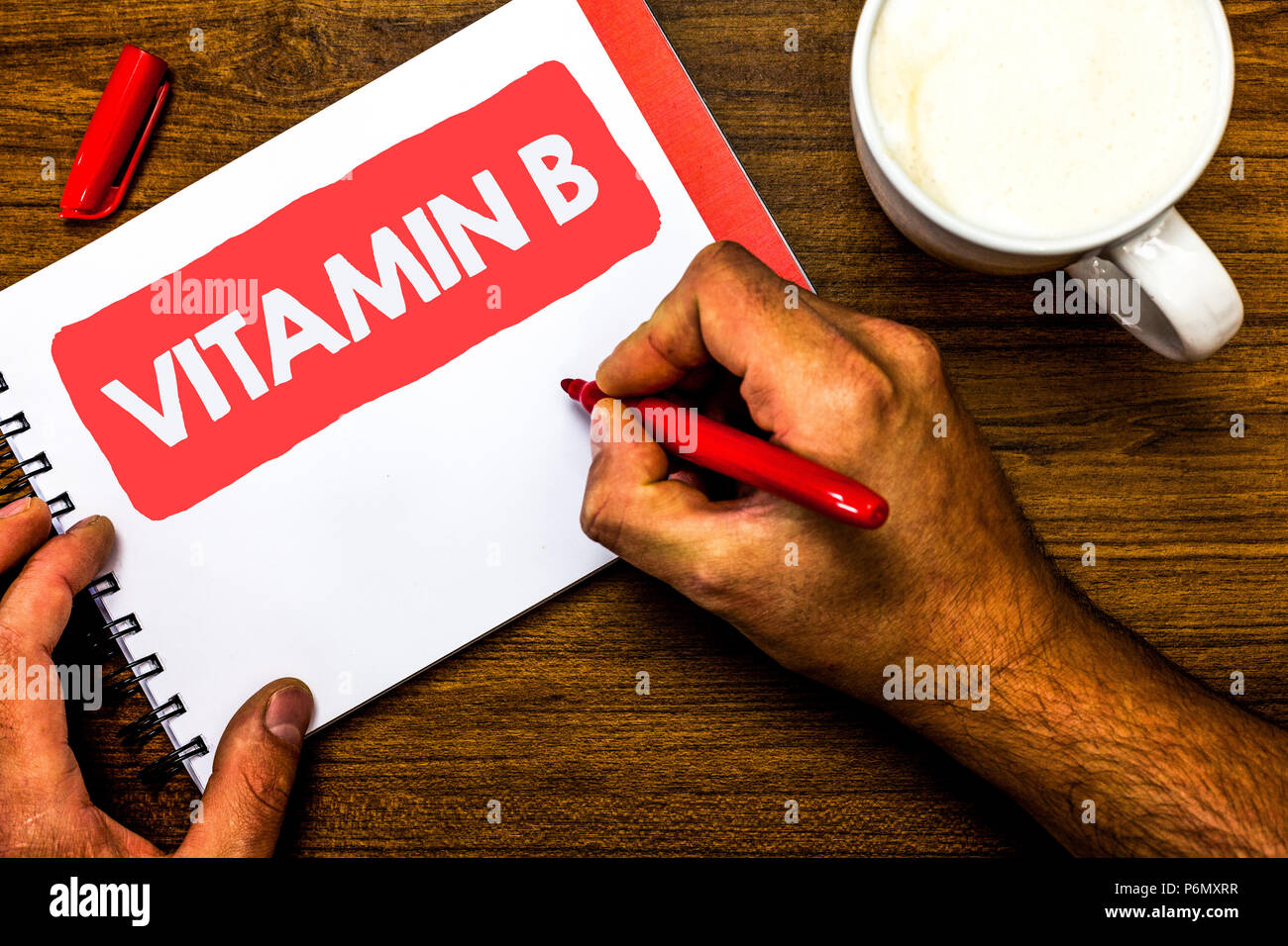 Text sign showing Vitamin B. Conceptual photo Highly important sources ...