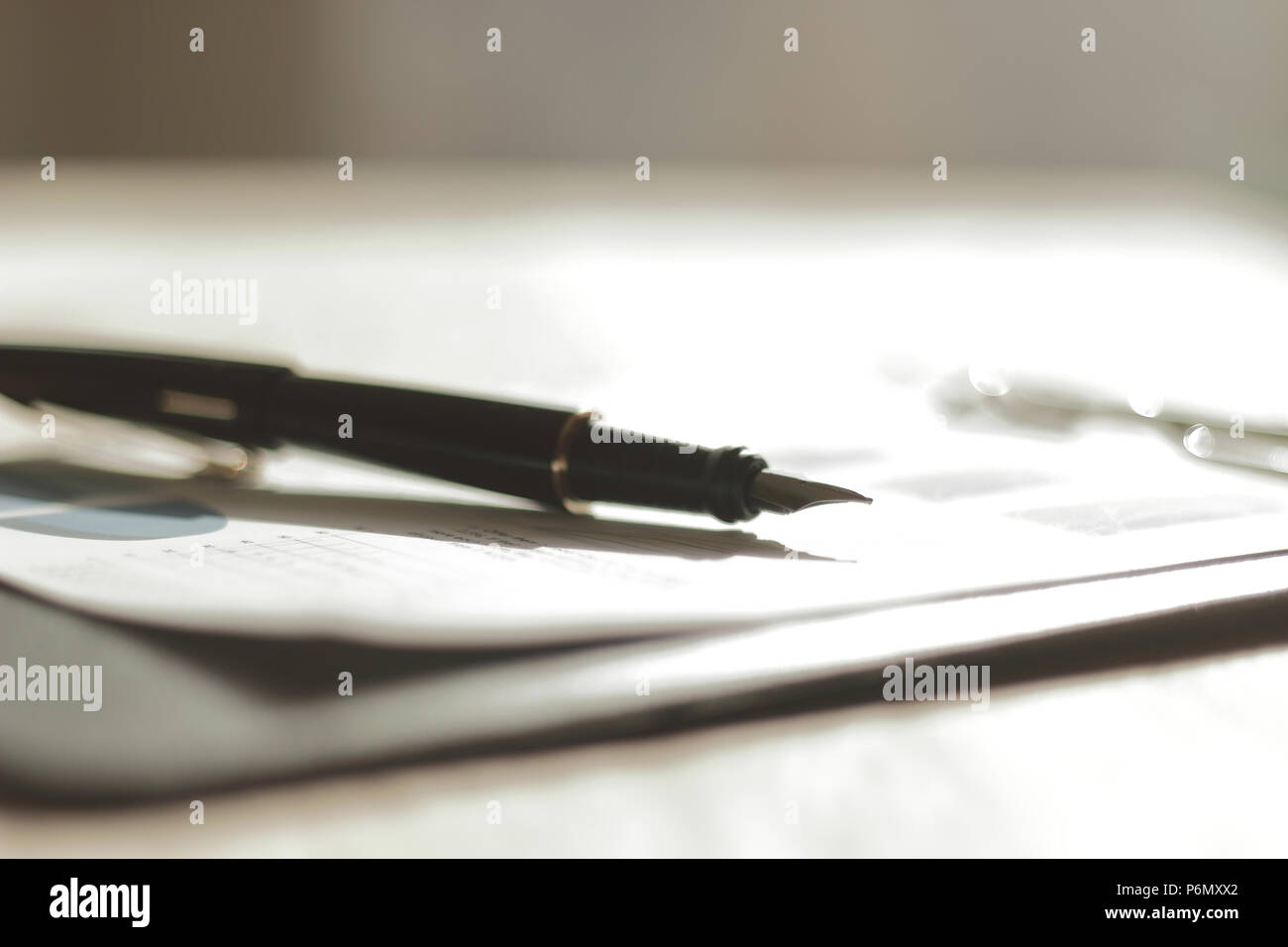 close up.fountain pen on the table at the businessman.photo with copy ...