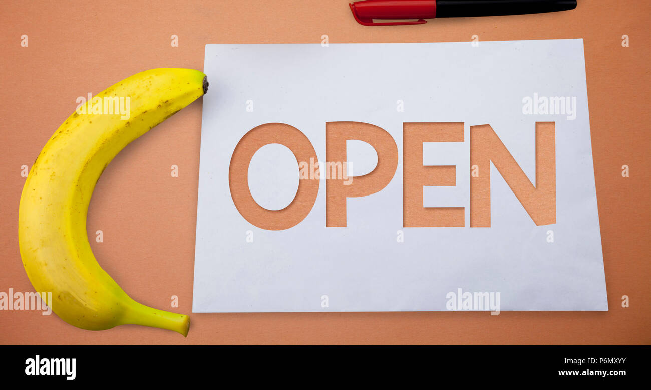 Text sign showing Open. Conceptual photo Allow things to pass through ...