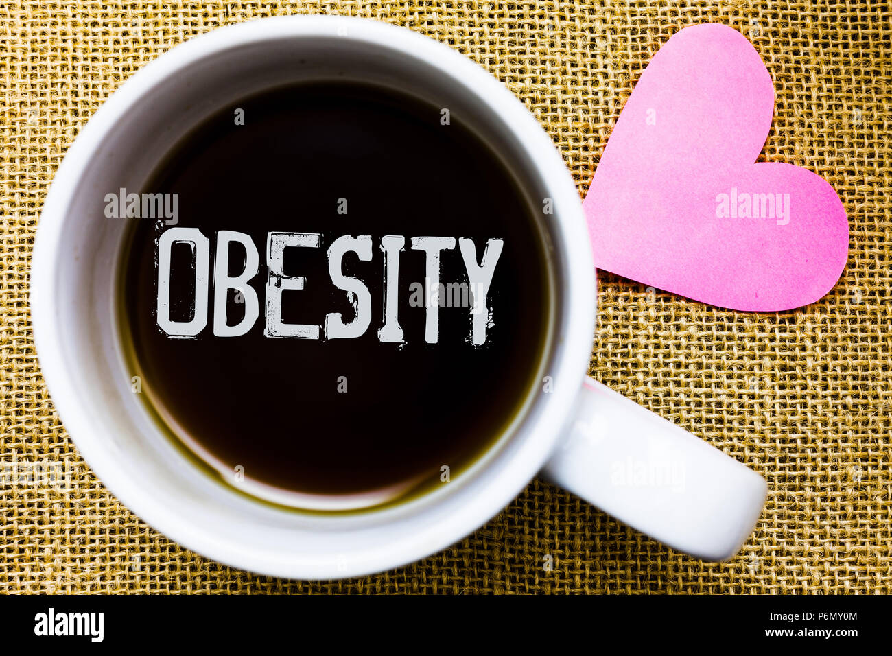 Text sign showing Obesity. Conceptual photo Medical condition Excess of ...
